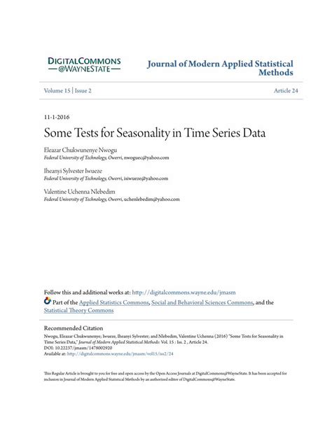 Pdf Some Tests For Seasonality In Time Series Data Dokumentips
