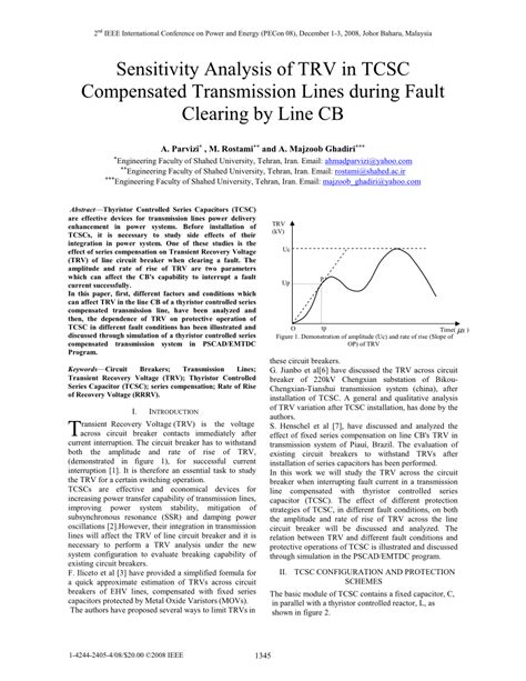 Pdf Sensitivity Analysis Of Trv In Tcsc Compensated Transmission