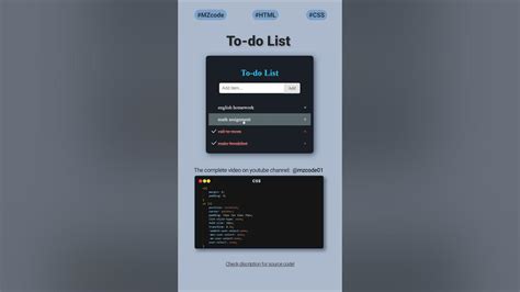 Build A Modern To Do List App 🚜 Htmlcssjs Tutorial 2025 Mzcode01 Css Coding