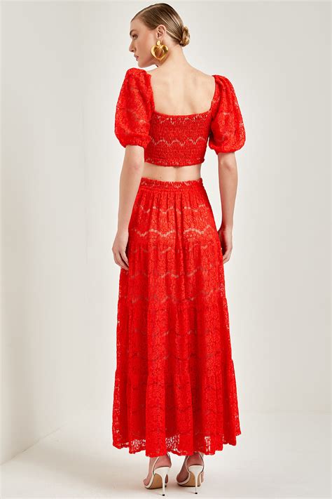 Conjunto Cropped Renda Coral