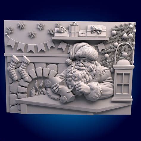 Santa Christmas 3d Cnc Router Files 3d Stl File Vectricaspireeasel