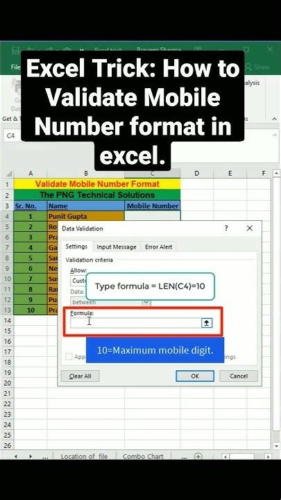 Excel Trick How To Validate Mobile Number Format In Excel Youtube