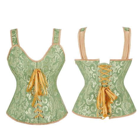 Aboser Womens Jacquard Shoulder Straps Corset Tops Lace Up Overbust