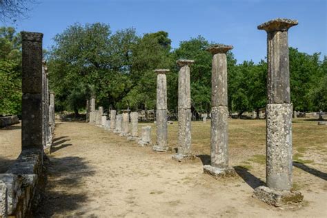 View At The Archeological Site Of Ancient Olympia Greece Stock Photo