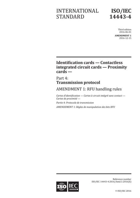 ISO IEC 14443 4 2016 Amd 1 2016 Identification Cards Contactless Integrated Circuit Cards