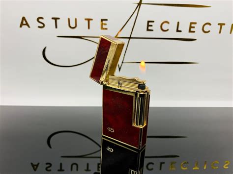 High End Lighter Ruby Red And Gold Butane Refillable With Side Flint