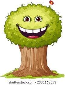 Smiley Happy Tree Cartoon Illustration Stock Vector Royalty Free 2335168553 Shutterstock