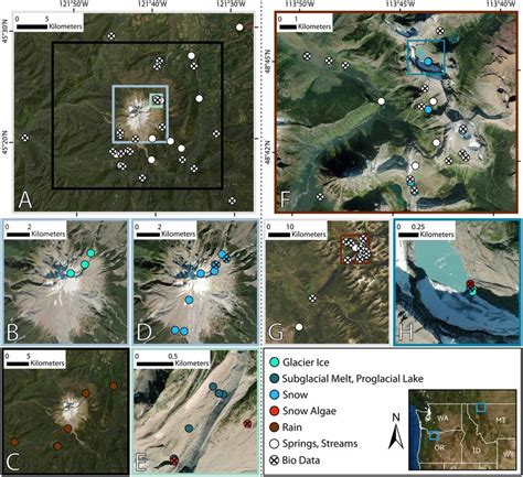 sampling locations categorized by sample type for mh a e and gnp