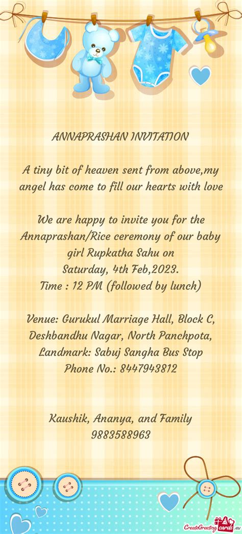 We Are Happy To Invite You For The Annaprashan Rice Ceremony Of Our