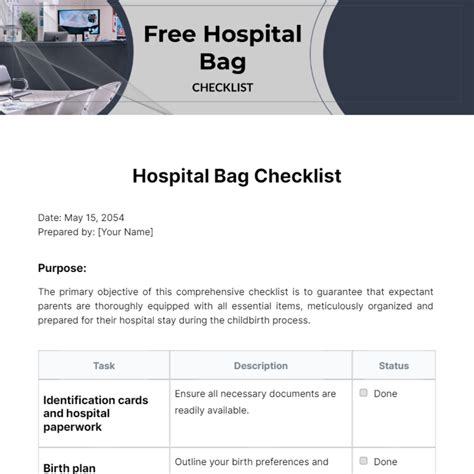 Free Hospital Bag Checklist Templates Examples Edit Online 42 Off