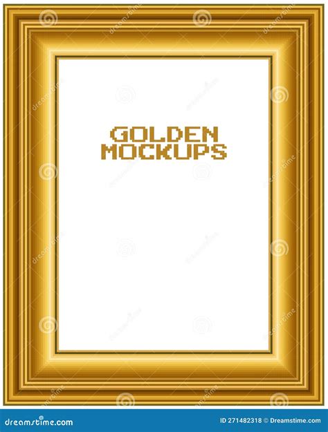 8 Bit Pixel Golden Frame Border Text Gold In Vector Stock Illustration