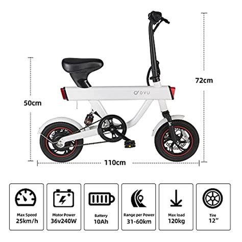 DYU Folding Electric Bike Ebike 12 Electric Commuter Bicycle With
