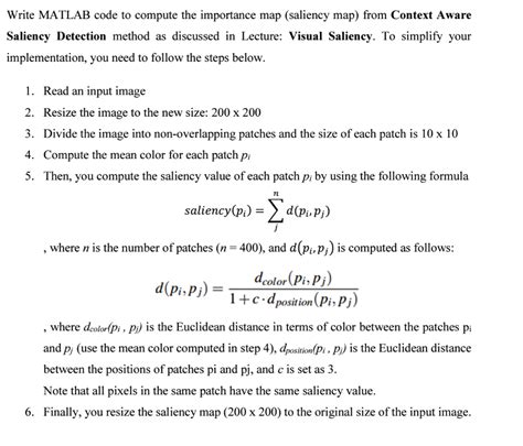 Write Matlab Code To Compute The Importance Map