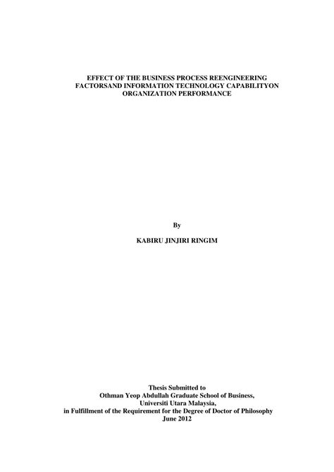 Pdf Effect Of The Business Process Re Engineering Factors And