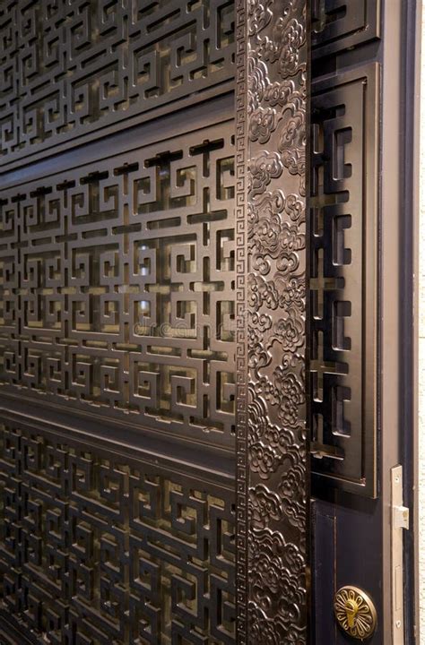 Close Up Of A Dark Golden Metal Gate Pattern Stock Image Image Of