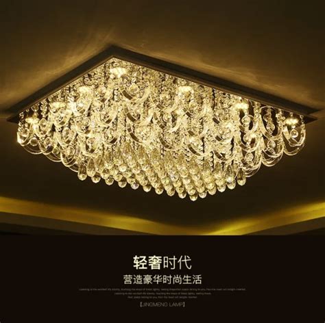 Crystal Light Led Living Room Lamp Bedroom Modern Rectangular Ceiling