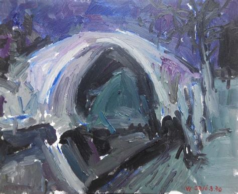 夜风古桥 布面油画 6050cm 2016年王雷鸣 wang leiming en 2024