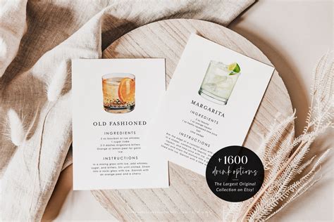 Cocktail Recipe Cards Template Editable Recipe Cards Recipe Cards