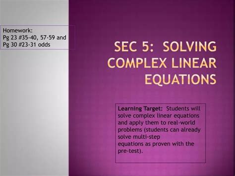PPT Solving Complex Linear Equations For Real World Problems PowerPoint Presentation ID