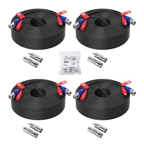 Amazon ZOSI 4 Pack 100ft 30 Meters 2 In 1 Video Power Cable