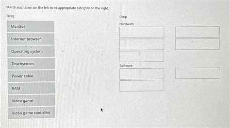 solved match each item on the left to its appropriate