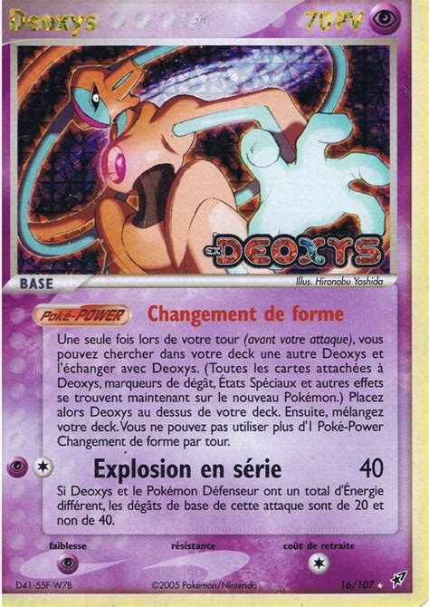 Deoxys Holographique Logo Carte Pokémon 16107 Ex Deoxys