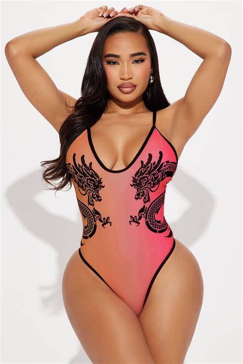 Tatianna Dragon Tattoo 1 Piece Swimsuit Pinkcombo Fashion Nova