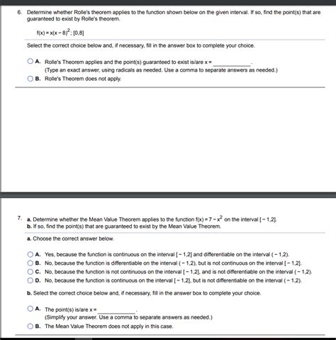 Solved 6 Determine Whether Rolle S Theorem Applies To The Chegg