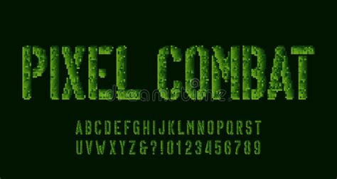 Pixel Camo Alphabet Font Computer Letters And Numbers Stock Vector Illustration Of Computer