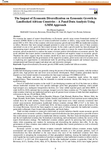 Pdf The Impact Of Economic Diversification On Economic Growth In