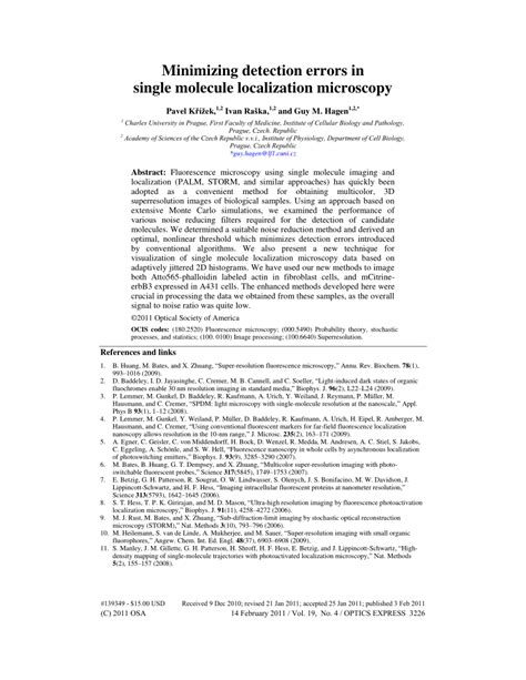 Pdf Minimizing Detection Errors In Single Molecule Localization Microscopy