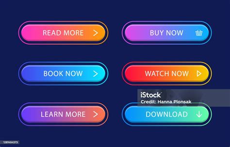 최신 웹 버튼 세트 호출 작업을 위한 그라데이션 버튼입니다 웹 사이트 및 Ui 디자인용 개체 그룹에 대한 스톡 벡터 아트 및