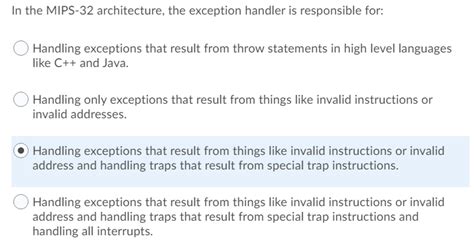 Solved In The Mips 32 Architecture The Exception Handler Is