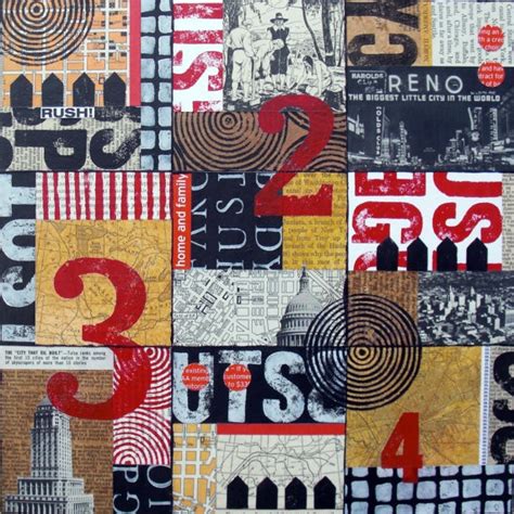 Original Mixed Media Abstract Collage Art American Way I 17000