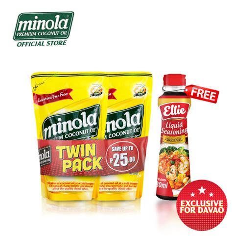 DAVAO EXCLUSIVE Minola Premium Coconut Cooking Oil SUP 925ml Twin Pack