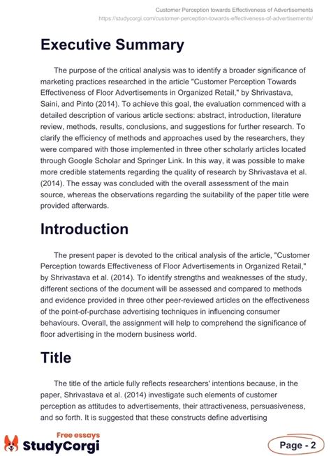 Customer Perception Towards Effectiveness Of Advertisements Free