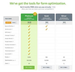 Pricing Table Screenshot Collection
