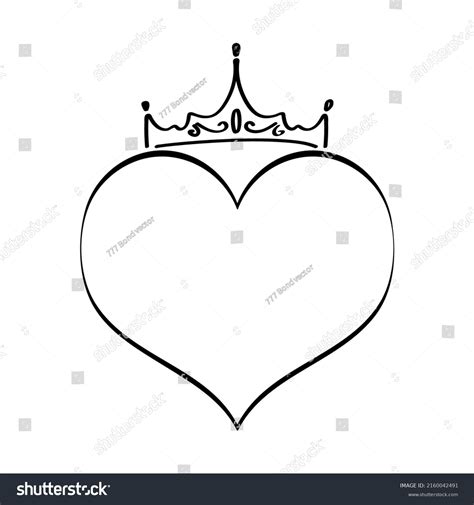 Crowned Heart Vector Sketch Style King Stock Vector Royalty Free