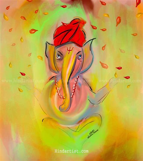 Ganesh Ji Digital Painting Hind Artist