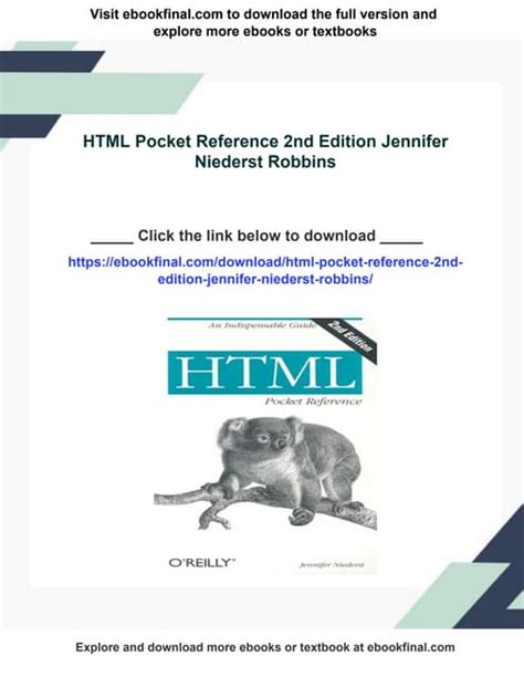 Html Pocket Reference 2nd Edition Jennifer Niederst Robbins Pdf