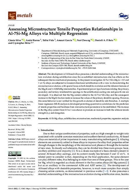 Pdf Assessing Microstructure Tensile Properties Relationships In Al