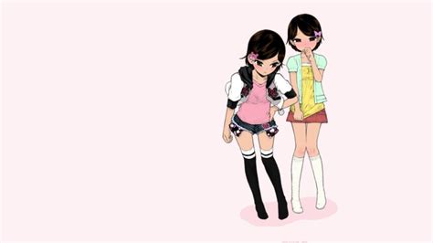 Anime Twins Short Hair Embarrassed Short Skirt Shorts Minasuki