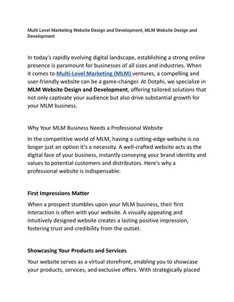 PPT Multi Level Marketing Website Design And Development MLM Website