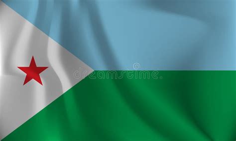Flag Of Djibouti With A Wavy Effect Due To The Wind Stock Vector