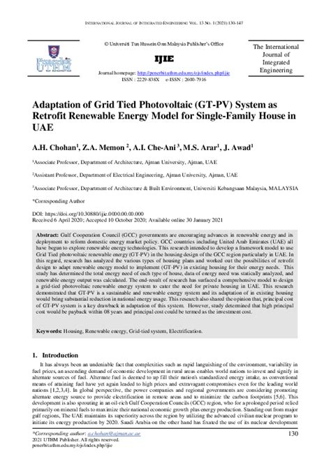 Pdf Adaptation Of Grid Tied Photovoltaic Gt Pv System As Retrofit Renewable Energy Model For