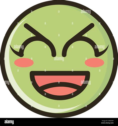 Happy Funny Smiley Emoticon Face Expression Vector Illustration Line