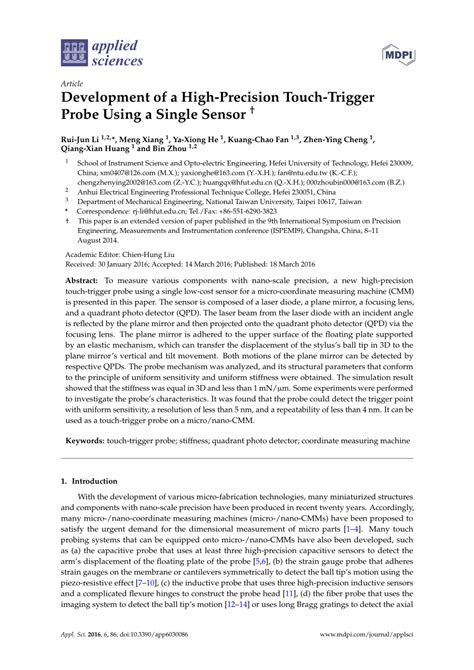 pdf development of a high precision touch trigger probe using a