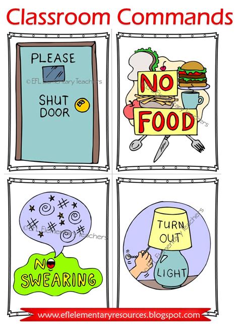 Classroom Commands Flashcards Classroom Commands Elementary Special Education Activities