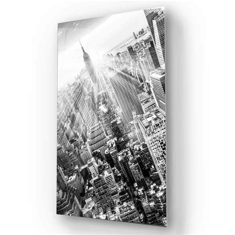 New York City Manhattan In Black And White Glass Wall Art Diy