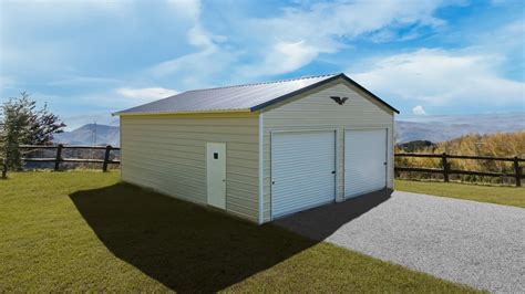 24x35x10 Metal Garage Vertical Roof Eagle Carports